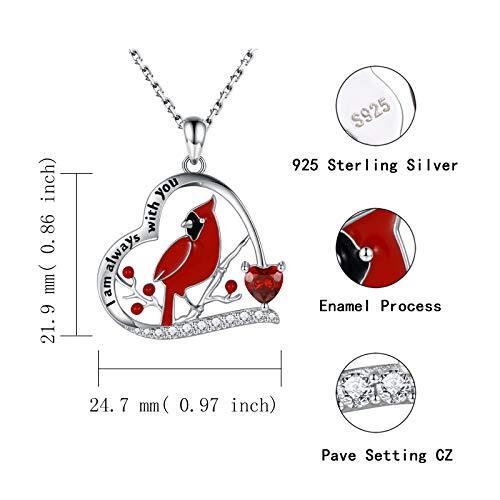 Sterling Silver Red Cardinal Necklace Memorial Pendant Jewelry Gift for ...