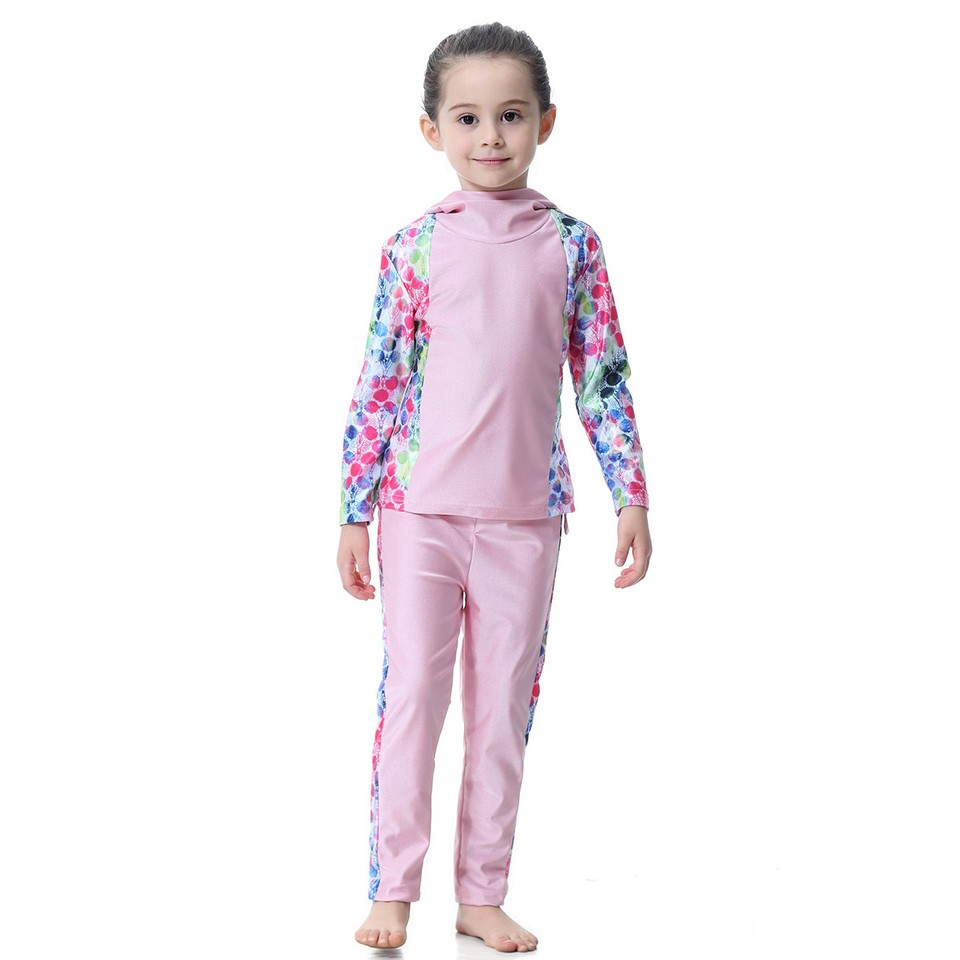 Muslim Kids Girls Swimwear Full Cover Swimsuit Modest Islamic Burkini ...