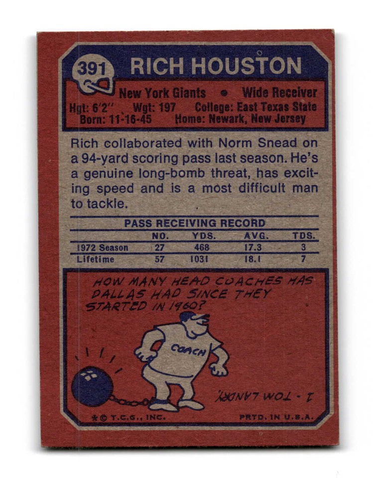 1973 Topps Rich Houston 391 | eBay