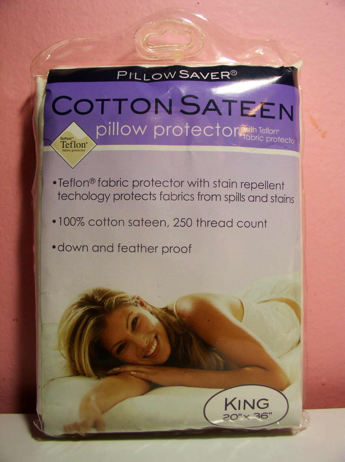 Pillow Saver Cotton Sateen Pillow Protector w/Teflon Fabric Protector ...