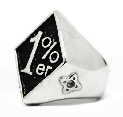 1%er One Percent, Black Outlaw Motorcycle Biker Ring, Stainless 7 thru ...