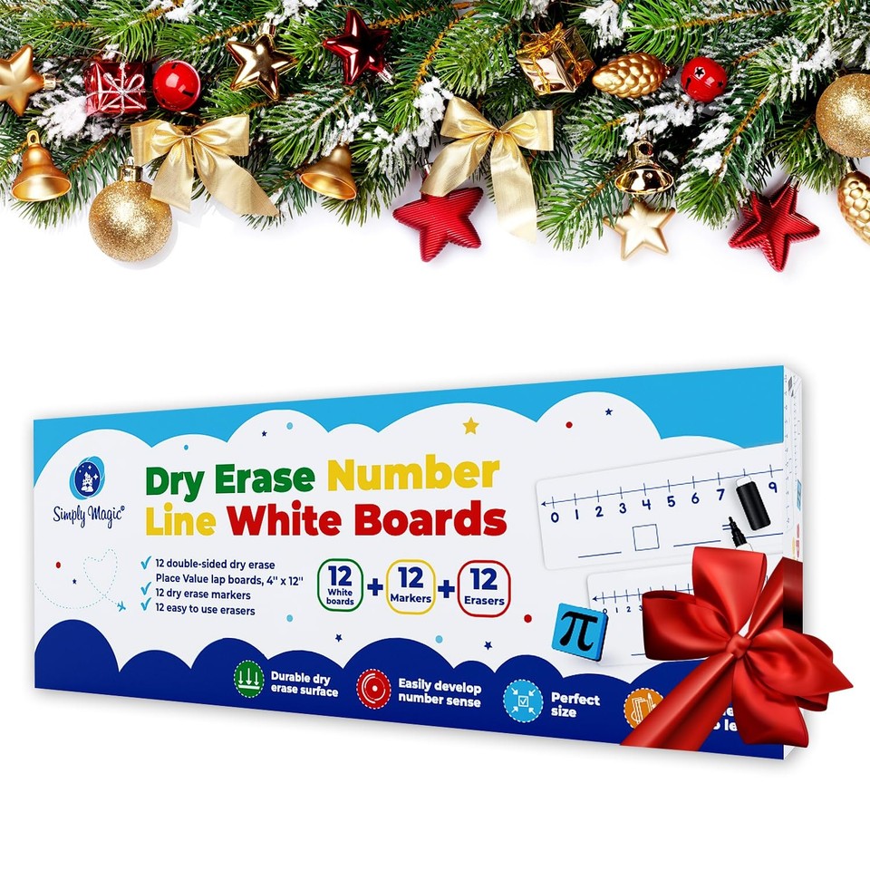 12-Pack Double-Sided Dry Erase Number Line White Boards - 4"x12 ...