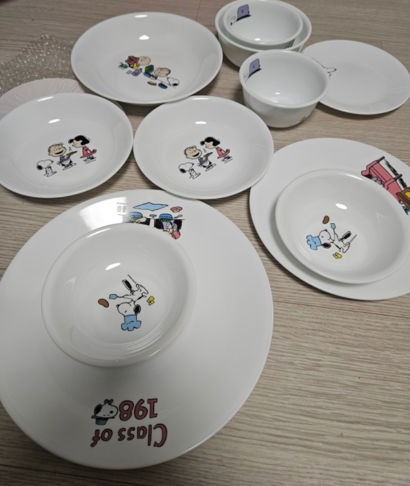 CORELLE x PEANUTS Snoopy 2-Person Brunch Dinnerware 7PCS SET, Genuine ...