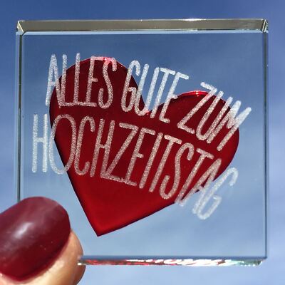 Wedding Anniversary Glass Red Heart Love Alles Gute Zum Hochzeitstag ...