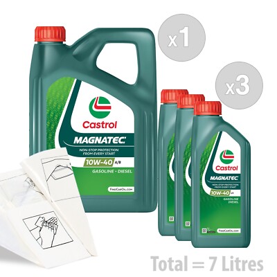 Car Engine Oil Service Kit / Pack 7 LITRES Castrol Magnatec 10W-40 ...