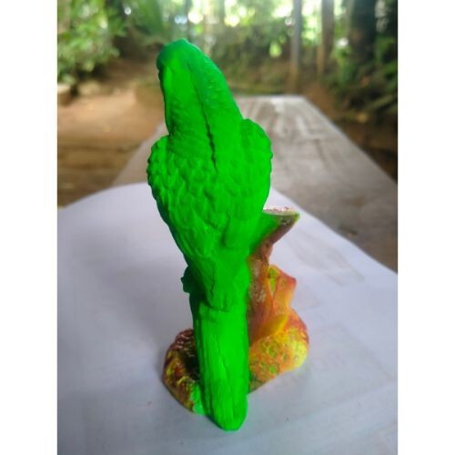 PLASTER OF PARIS PARROT Green Macaw Bird Sculpture Art Decor Craft ...