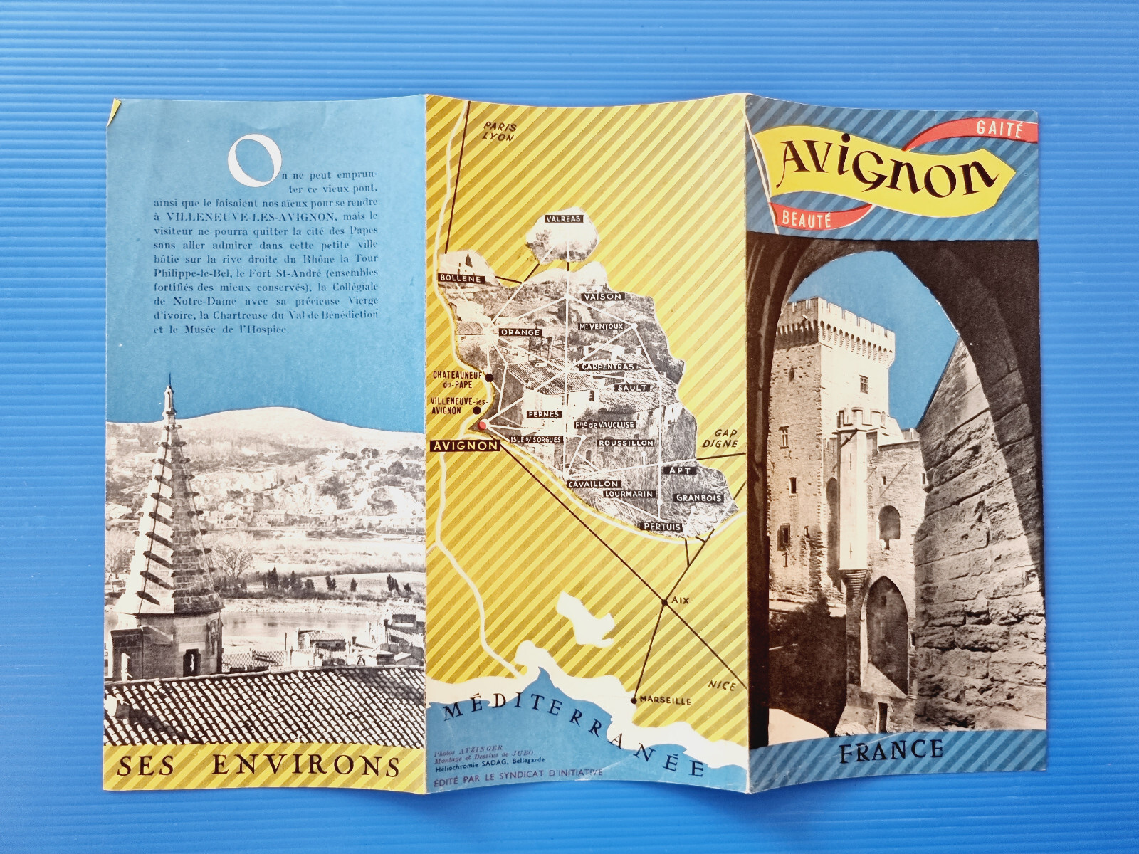 Avignon France 50s Vintage Broschüre Tourist Map Prospekt Reise ...