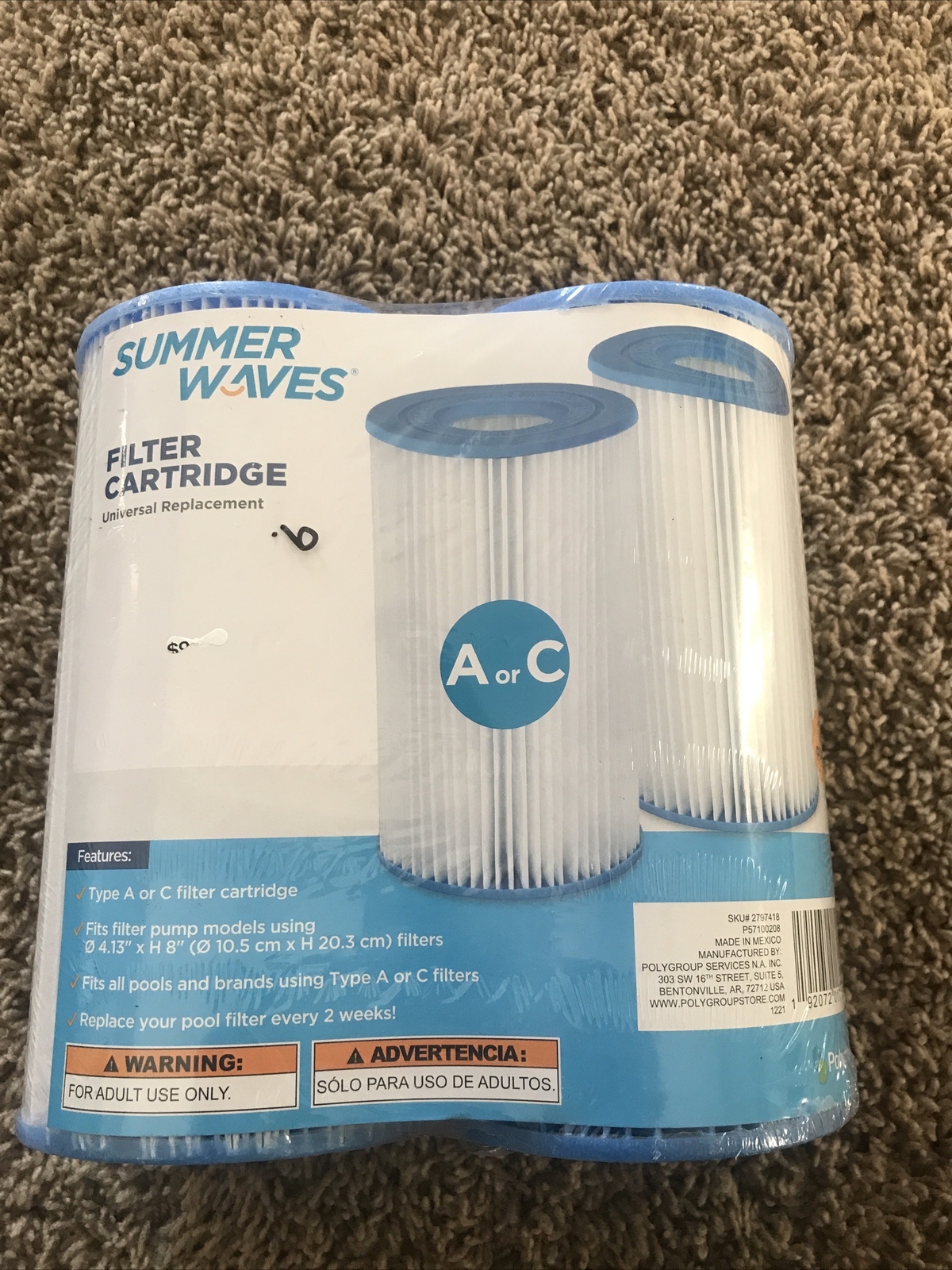SUMMER WAVES A OR C POOL FILTER CARTRIDGE PACK OF 2 BRAND NEW | eBay