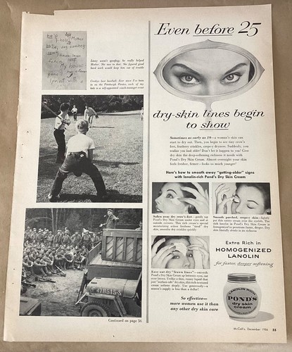 Pond’s cold cream 1956 print ad 1950s vintage art retro home decor ...