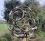 🇬🇧 METAL RUSTY GARDEN MODERN ART DECORATIVE OPEN SPHERE ORNAMENT STEEL ...