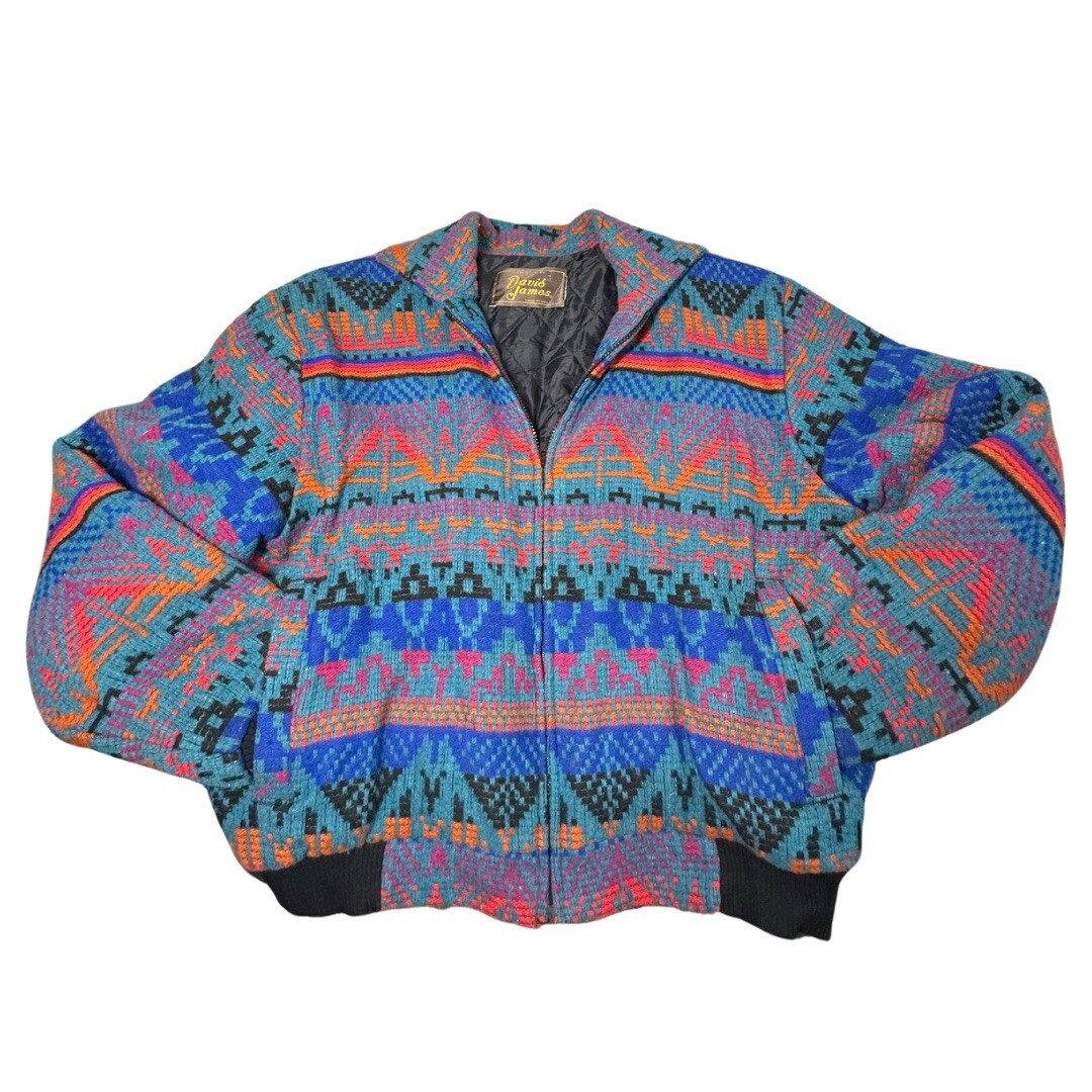 Rare Color Vintage David James Aztec Jacket Quilted W… - Gem