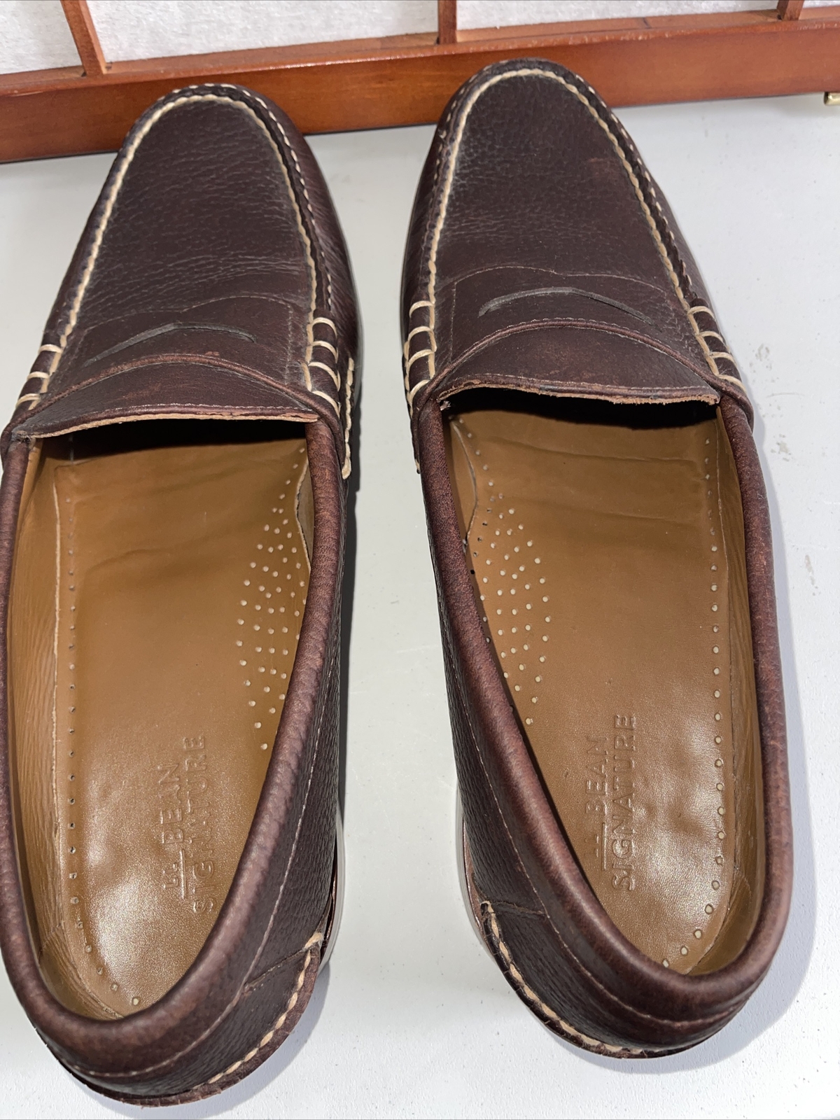 L L. Bean Signature Penny Loafers Brown Leather Men’s… - Gem