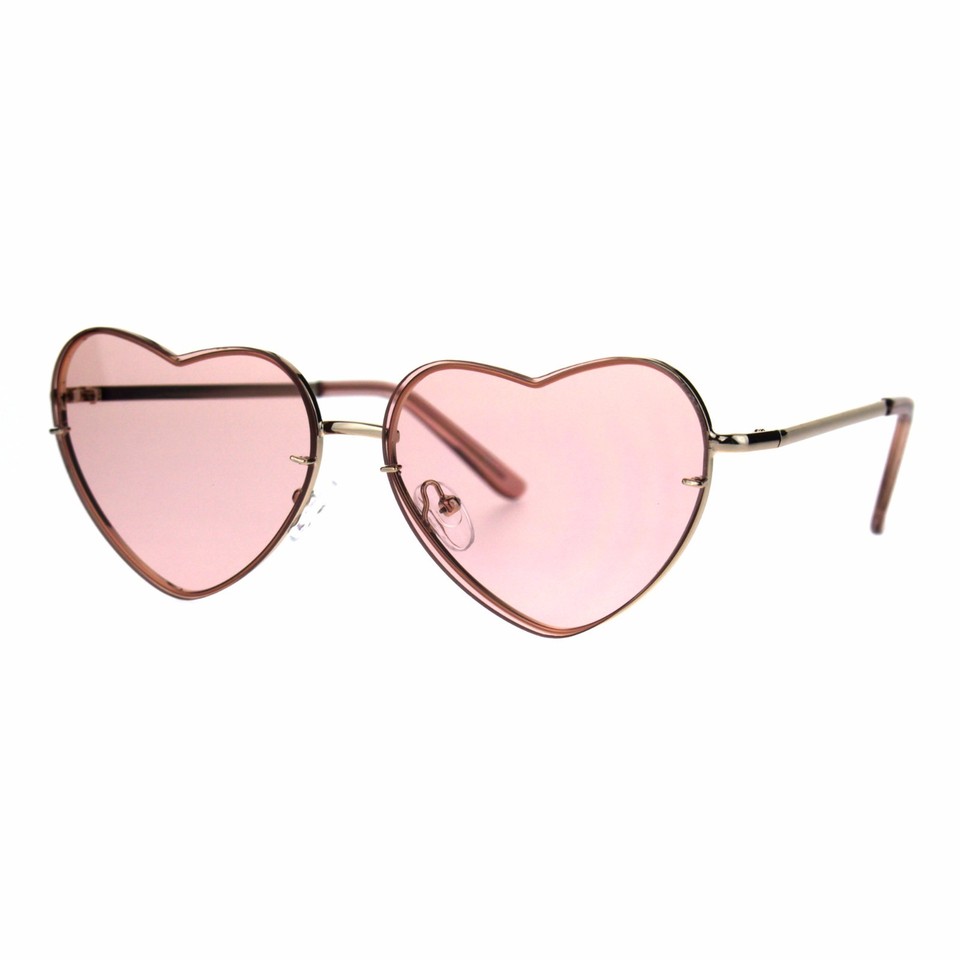 Womens Luxury Rimless Flat Panel Valentine Heart Sunglasses | eBay