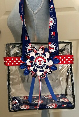 Women's Stadium Approved Clear Hand-Decorated Tote Bag in Texas Rangers ...
