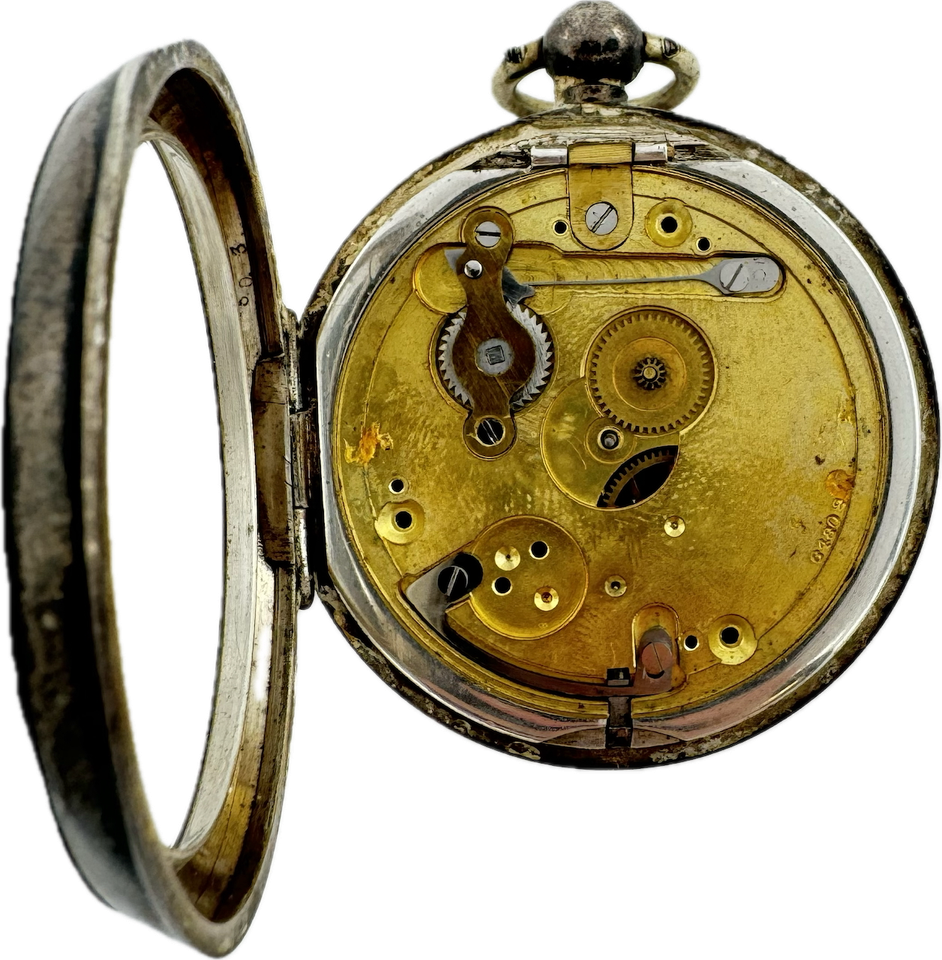 Antique 55mm H. Samuel Manchester Key Wind Pocket Watch Sterling Silver ...