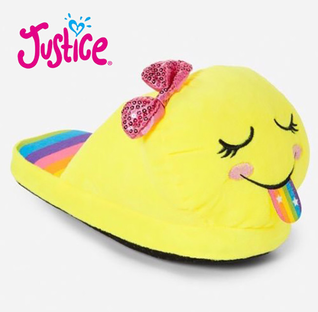 Brand New Justice Rainbow Emoji Slippers w Bow Rainbow Tongue Sealed ...
