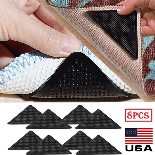 8pcs Rug Carpet Mat Grippers Reusable Washable Silicone Grip Non Slip ...