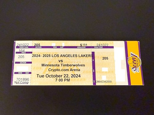 LOS ANGELES LAKERS TICKET STUB 10/22/2024 - LEBRON JAMES BRONNY JAMES ...