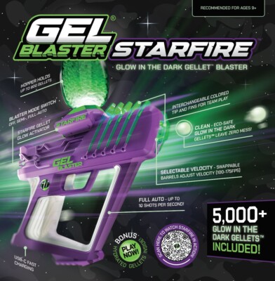 Gel Blaster Starfire, Glow-in-the-Dark Gellet Blaster, with 5,000 ...