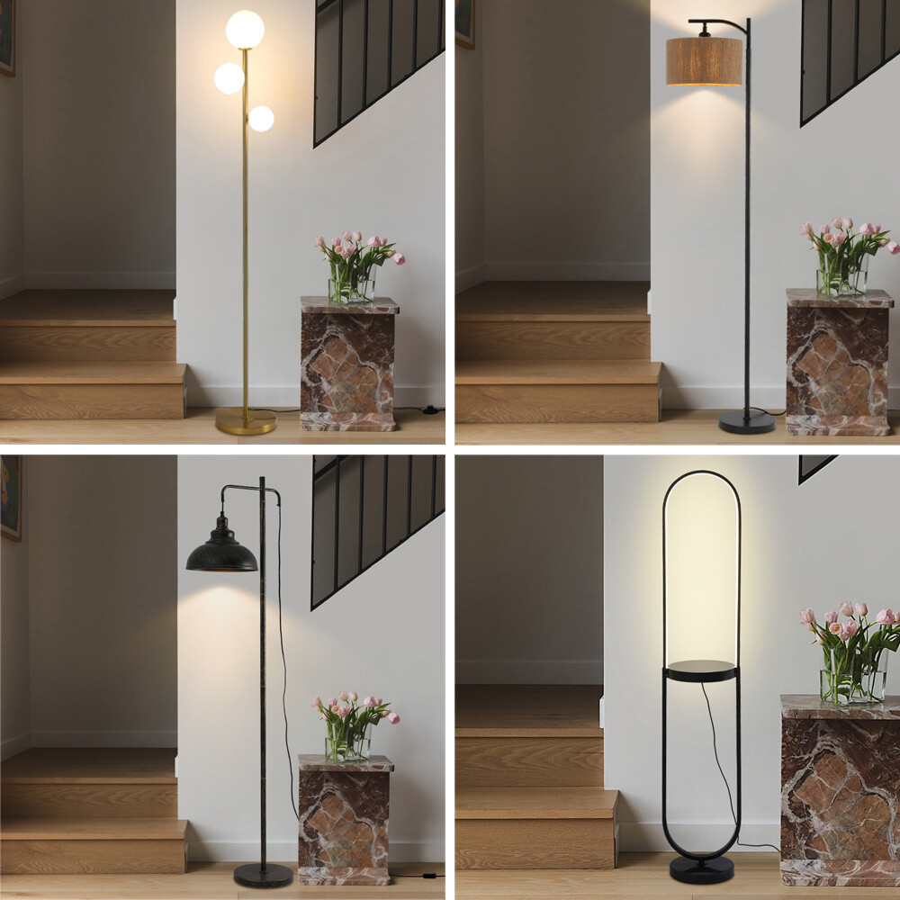 Modren Tall Floor Lamp Standard Free Standing Light Lampshades LED Bulb ...