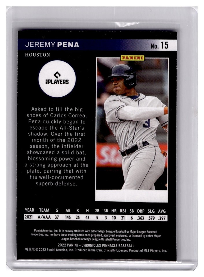2022 Panini Chronicles - Pinnacle #15 Jeremy Pena (RC) | eBay