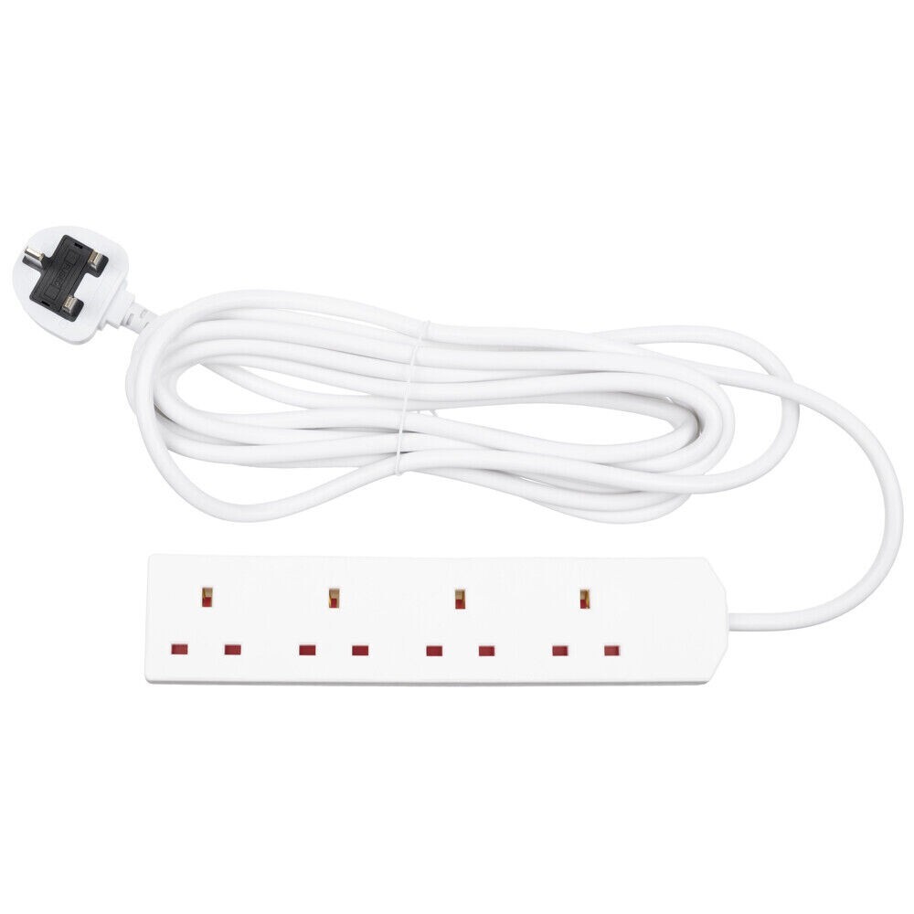 4 WAY 4 GANG EXTENSION LEAD 2M Electrical SOCKETS UK Main Power PLUG ...