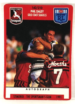 1991 Stimorol NSWRL Trading Card #142 Phil Daley Gold Coast Seagulls ...