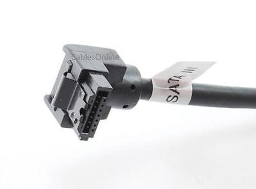 19" SATA-3 Round Cable, 6Gb/s, 90° to 180° Connectors w/ Metal Latches ...