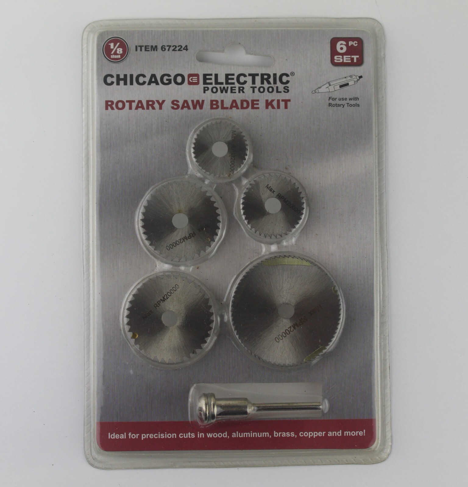 6 PC HSS Rotary Saw Blade Kit W/ 1/8" Shank 20K RPM Chicago Electric ...