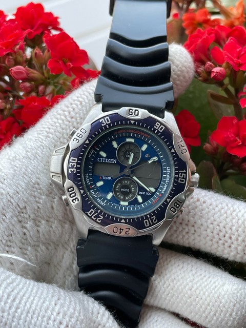 CITIZEN PROMASTER DIVER 100M C710-Q01385 ANALOG DIGIT TEMP CHRONOGRAPH ...