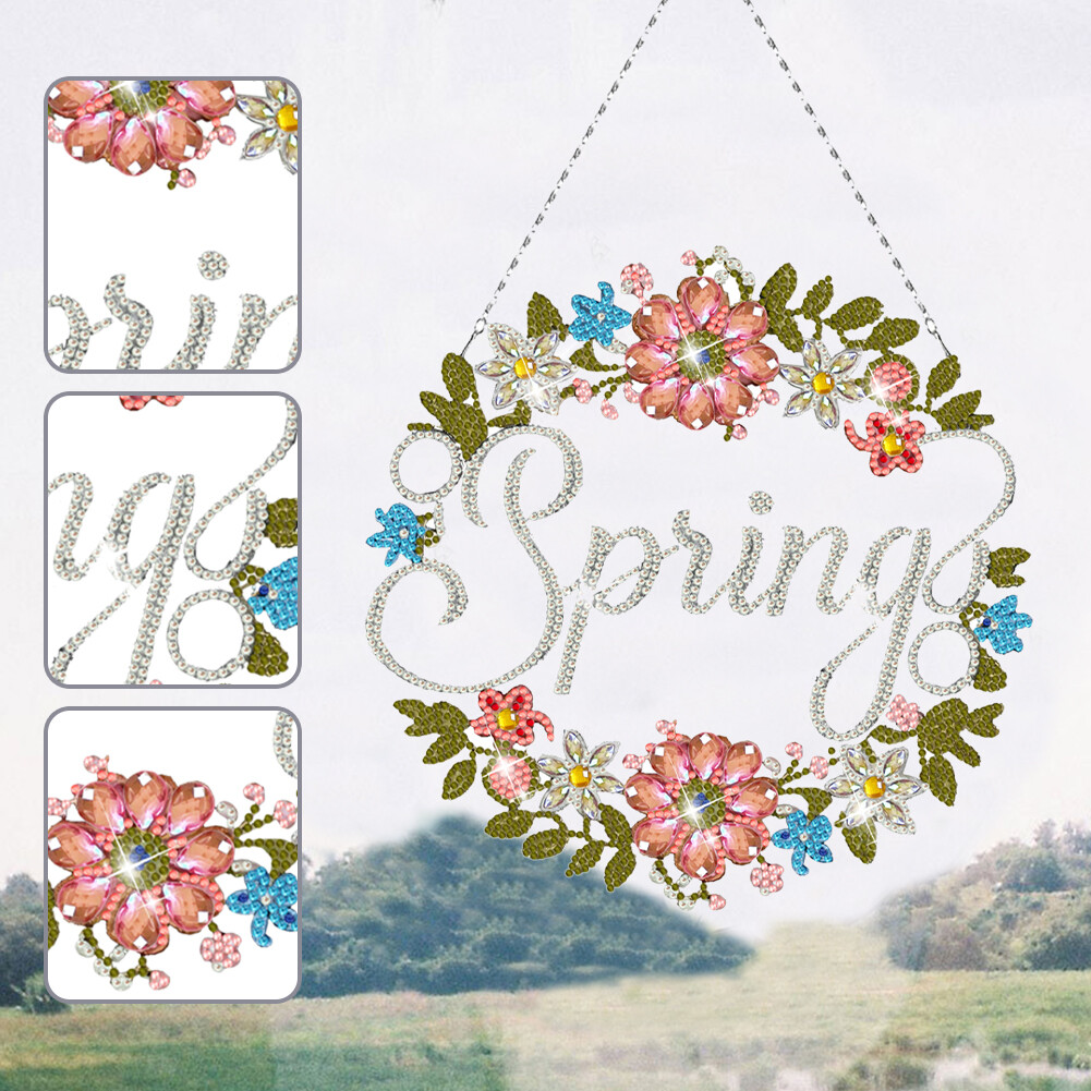 Acrylic Single-Sided Diamond Art Hanging Pendant for Home Decor (Spring ...