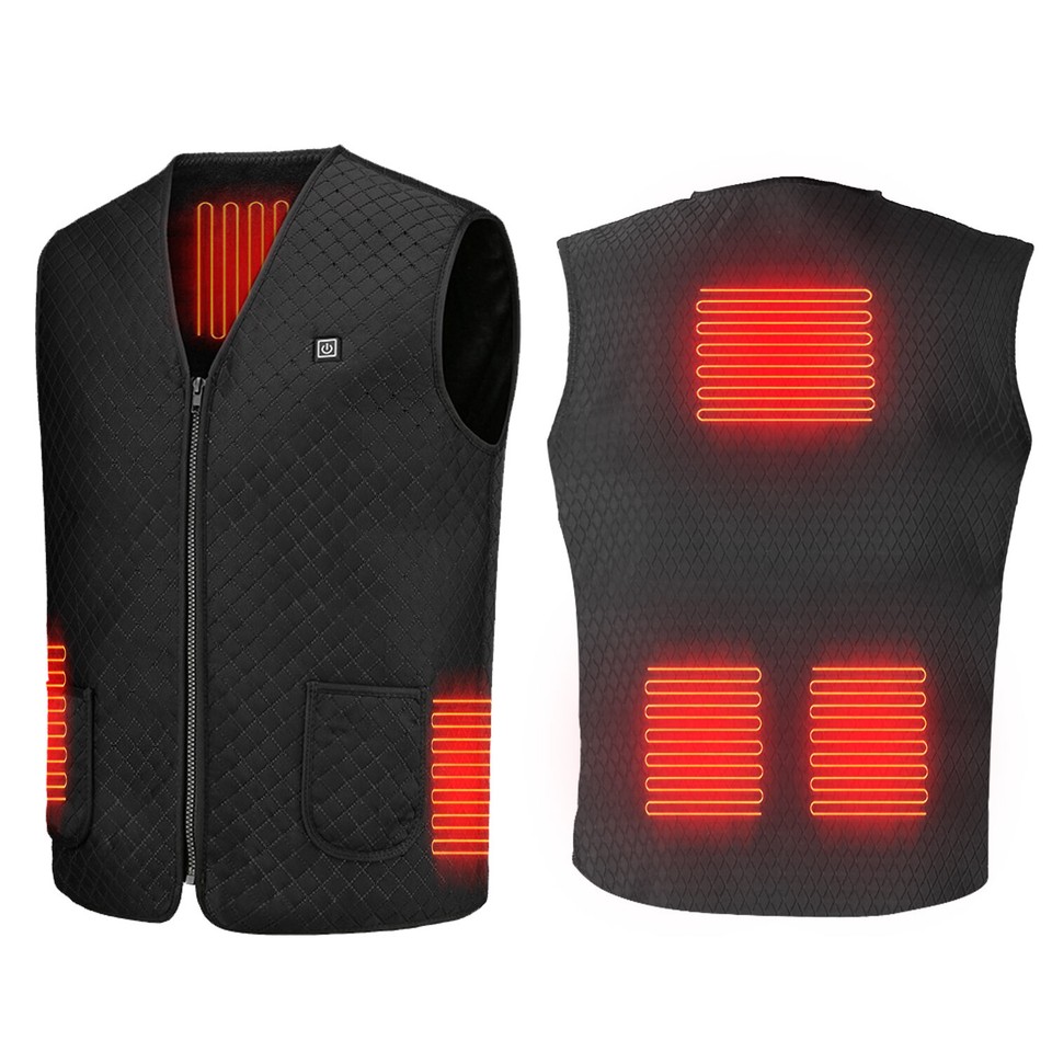Electric Heated Vest Jacket 5 Heating Zones Thermal Heating Coat with ...