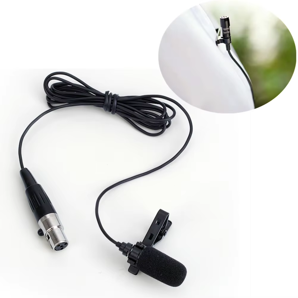 Black Lavalier Lapel Clip Microphone Detachable Tie-Clip Mic 4-PIN Mini ...