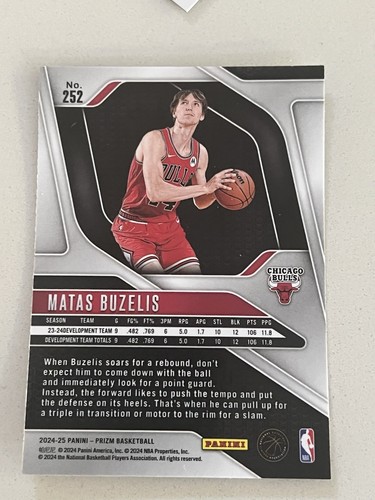 Matas Buzelis Chicago Bulls 2024 Panini Prizm Basketball Rookie Card RC ...