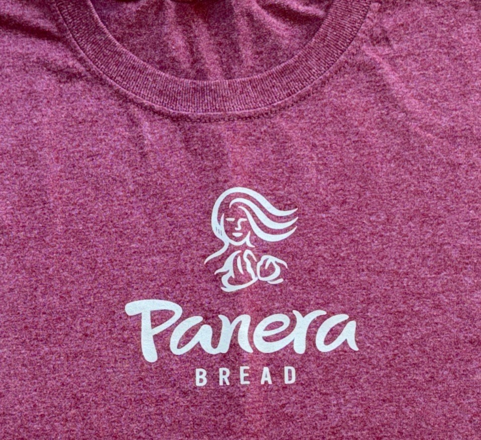 Panera Bread T SHIRT Restaurant Logo Print Uniform Tee Maroon Burgundy ...