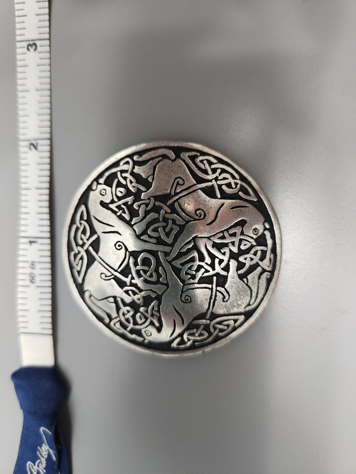 Vintage St. Justin Pewter Brooch Celtic Knot Inverurie 3 Horses- 2 ...