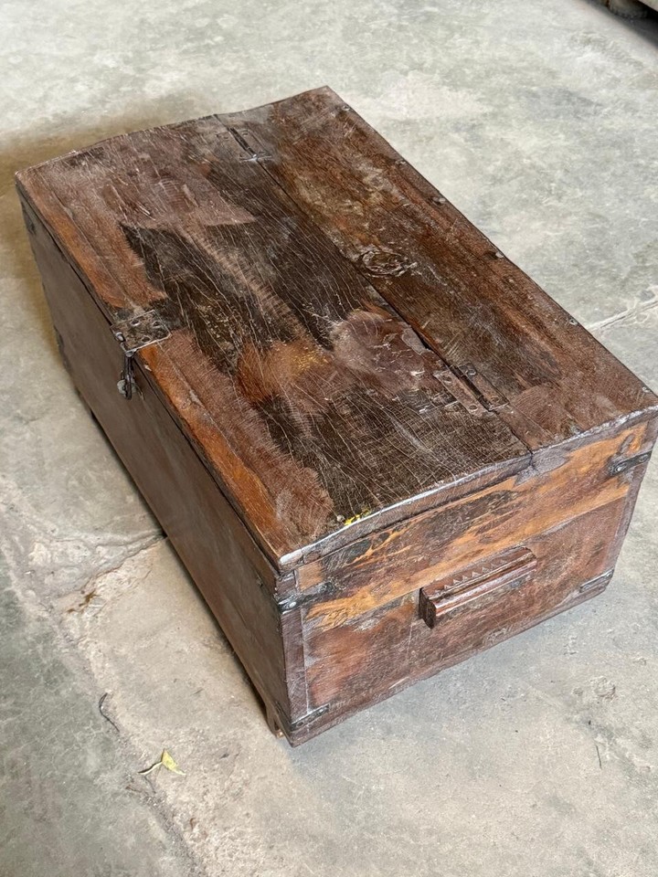 Antique Wooden Large Storage Chest Box Original Old Hand Crafted | eBay