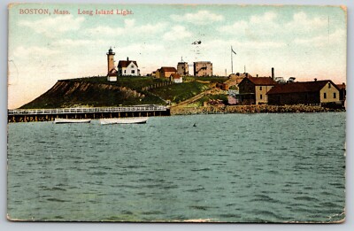 1909 Long Island Lighthouse Boston Massachusetts Divided Back Antique ...
