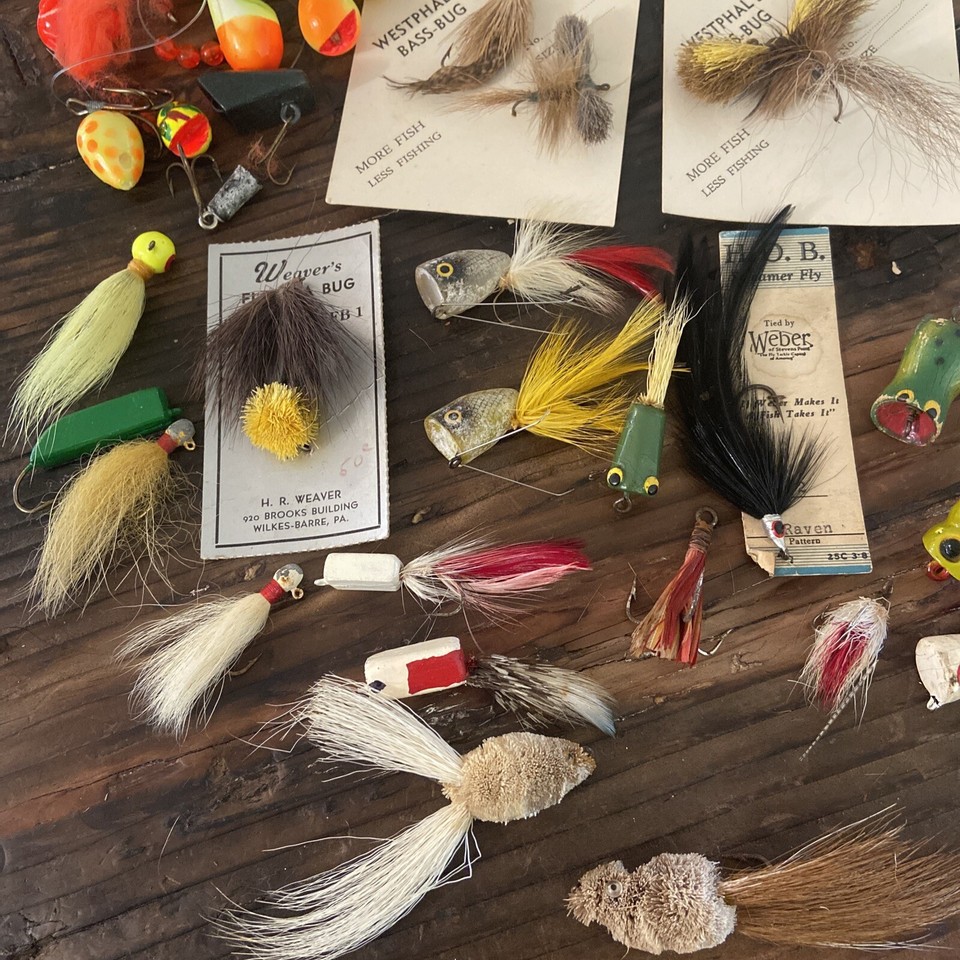 VTG LOT Fly Rod Fishing Lures Weber Weaver Westphals Bass Bug Professor ...