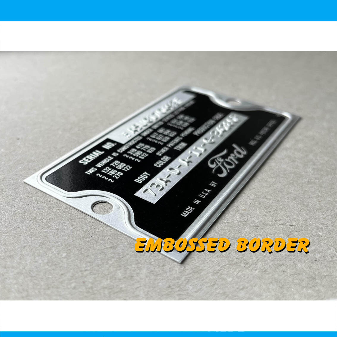 1955 1956 1957 FORD DOOR TRIM CODE OPTION DATA PLATE TAG THUNDERBIRD ...