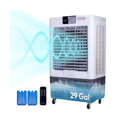 Swamp Cooler, 10000 CFM Evaporative Air Cooler with 3-Speed, Remote ...