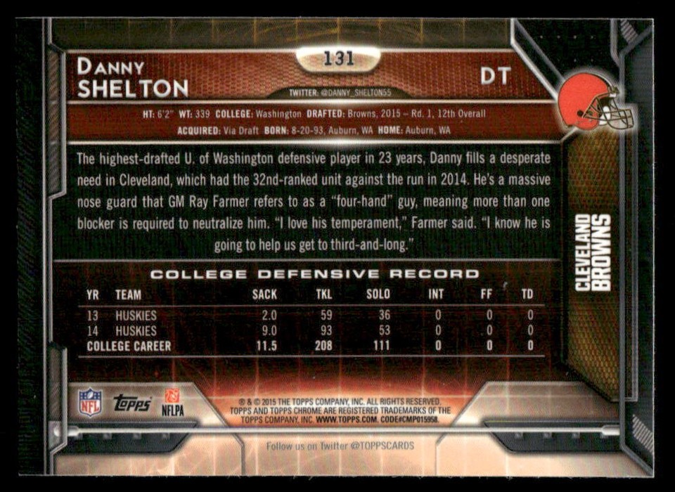 2015 Topps Chrome Mini Danny Shelton 131 Refractor Cleveland Browns | eBay