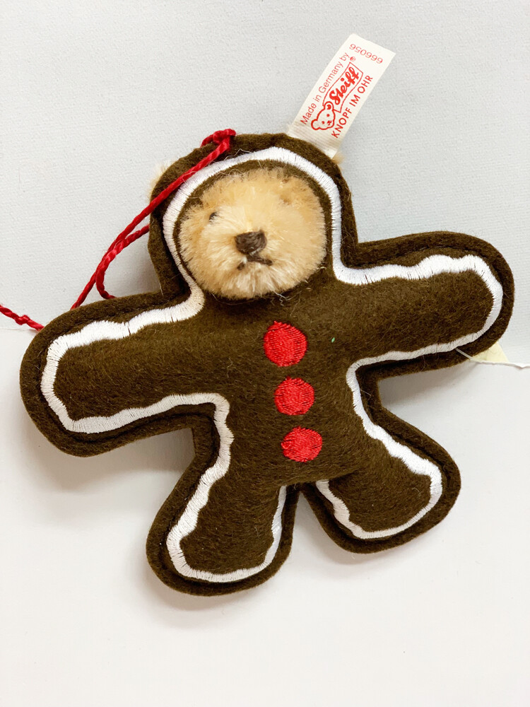 MIB Steiff Mohair Gingerbread Man Bear Christmas Tree Holiday Ornament ...