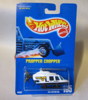 Hot Wheels Proper Chopper Police Unit 45 Helicopter #165 Malaysia /1991 ...