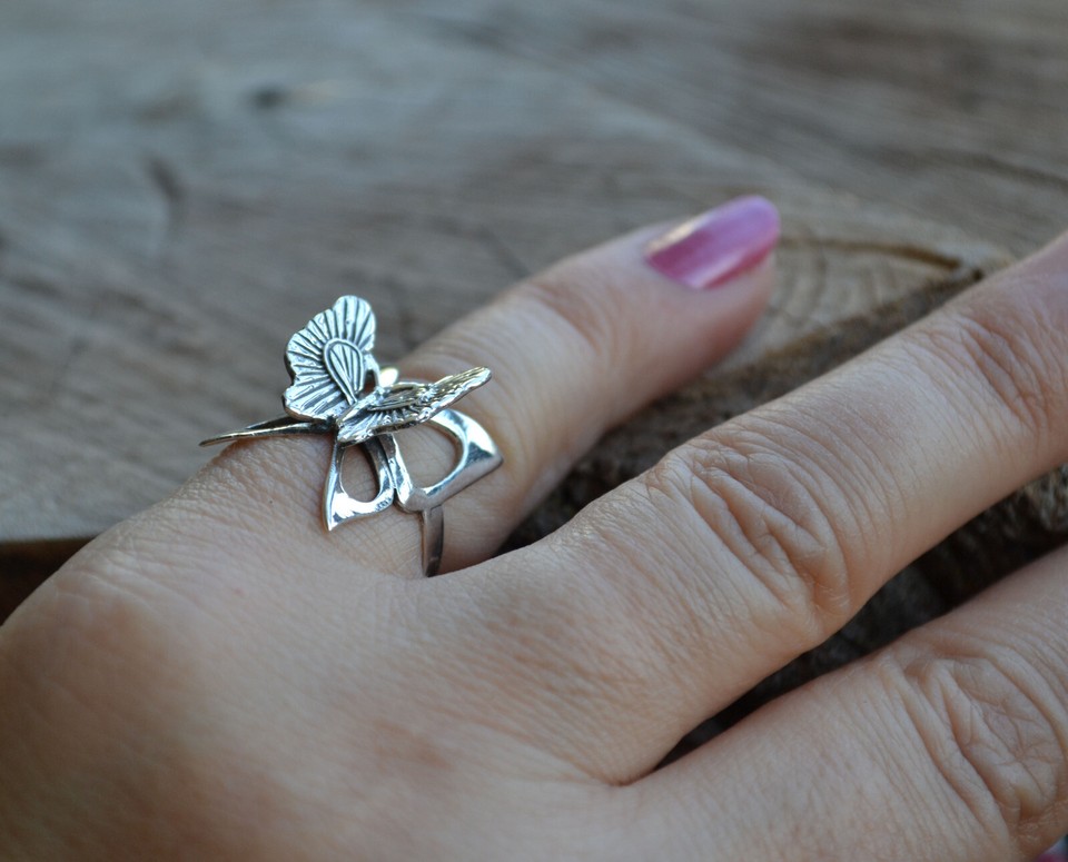 Butterfly ring, sterling silver ring, silver butterfly ring, size 5.75 ...