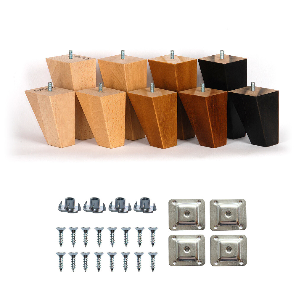 4x Wooden Angled Tapered Furniture Legs Feet For Sofa Bed Stool Chest 2 ...