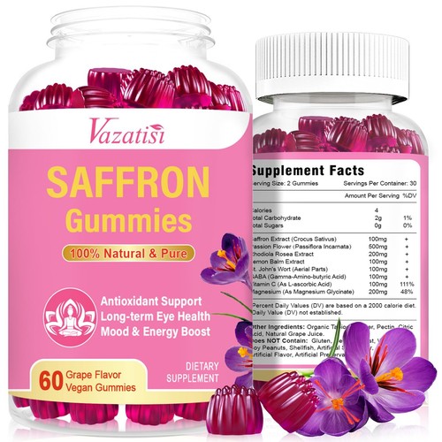 Natural Saffron Gummies - Sugar Free Saffron Supplement with Saffron ...