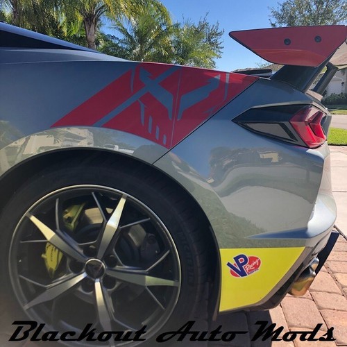 2020-2025 Corvette C8R Jake Type RED Rear Fender Hash Stripes Graphics ...