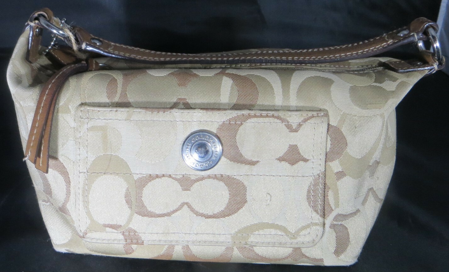 COACH Signature C Authentic Mini Handbag Purse W/Coin - Gem