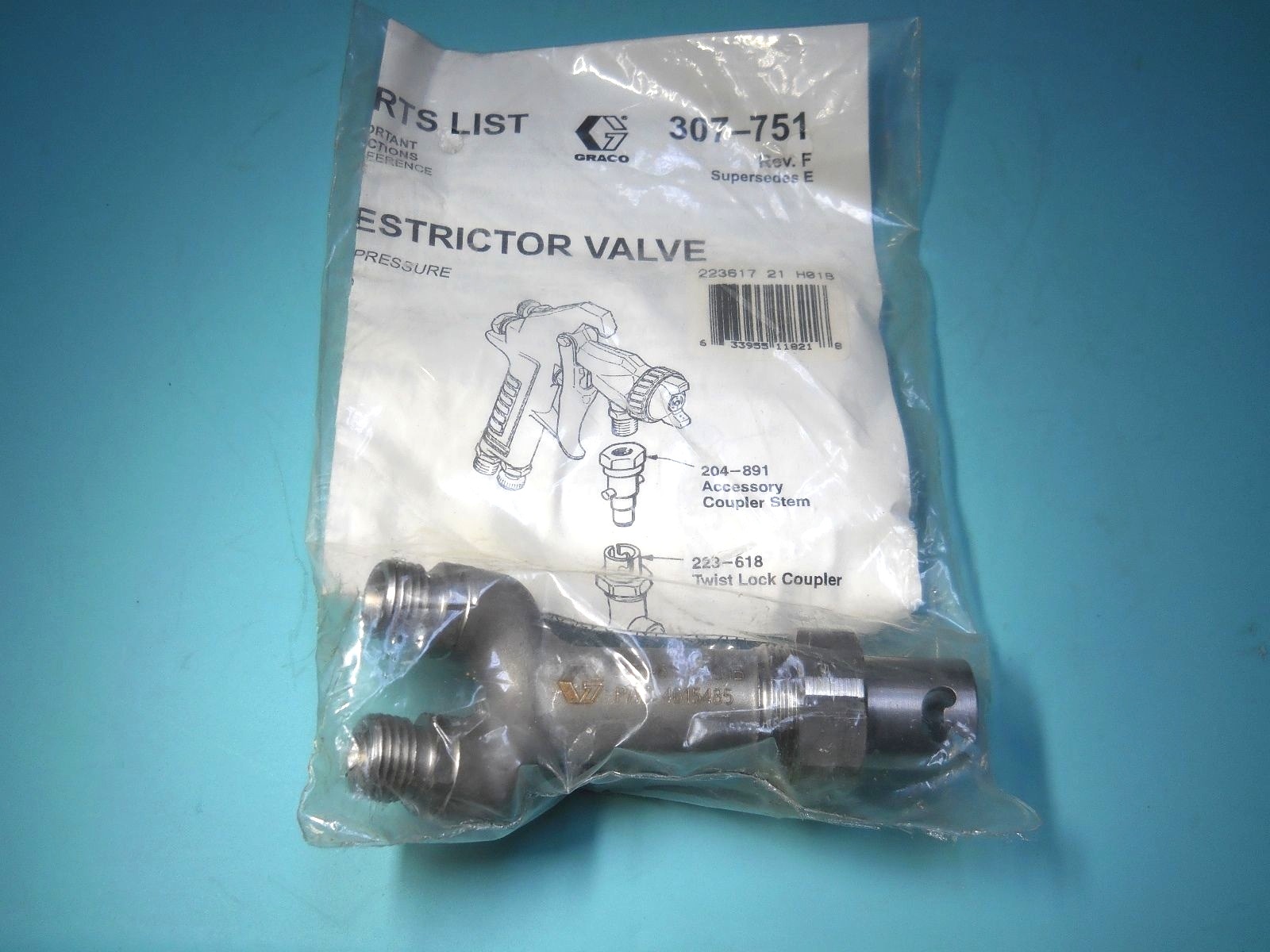 Graco 223-617 "y" Restrictor Valve 1/4 NPSM Ports 223617 in Pkg for ...